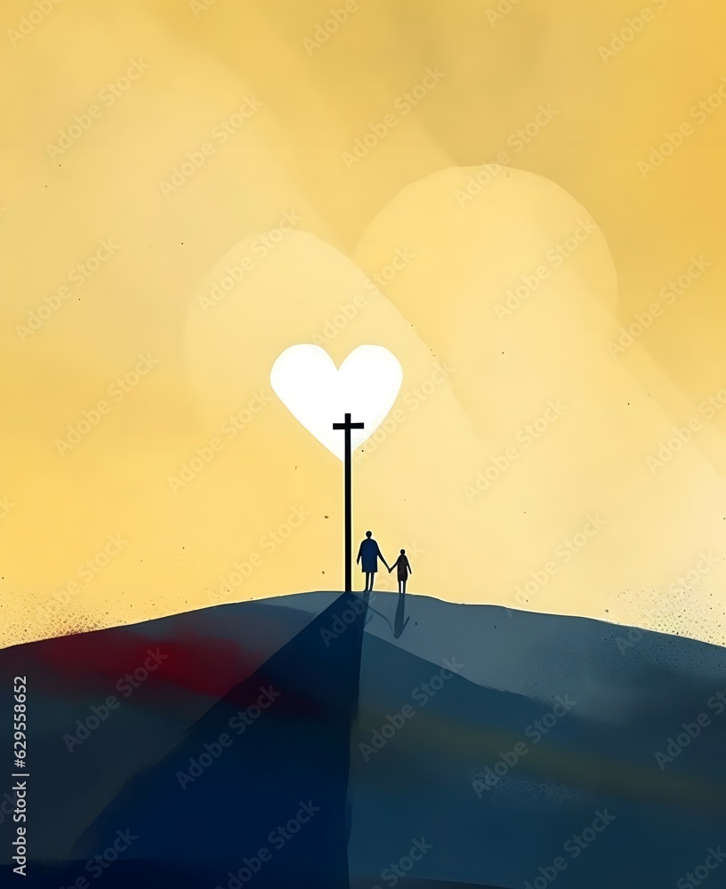 a scene from a Bible passage, FOR GOD SO LOVED THE WORLD, Cross with a ...