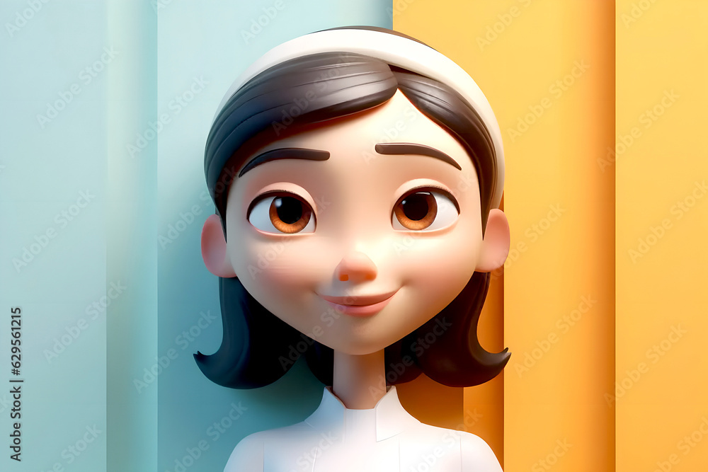 Virtual vr cute anime avatar asian woman girls in pastel colors Stock ...