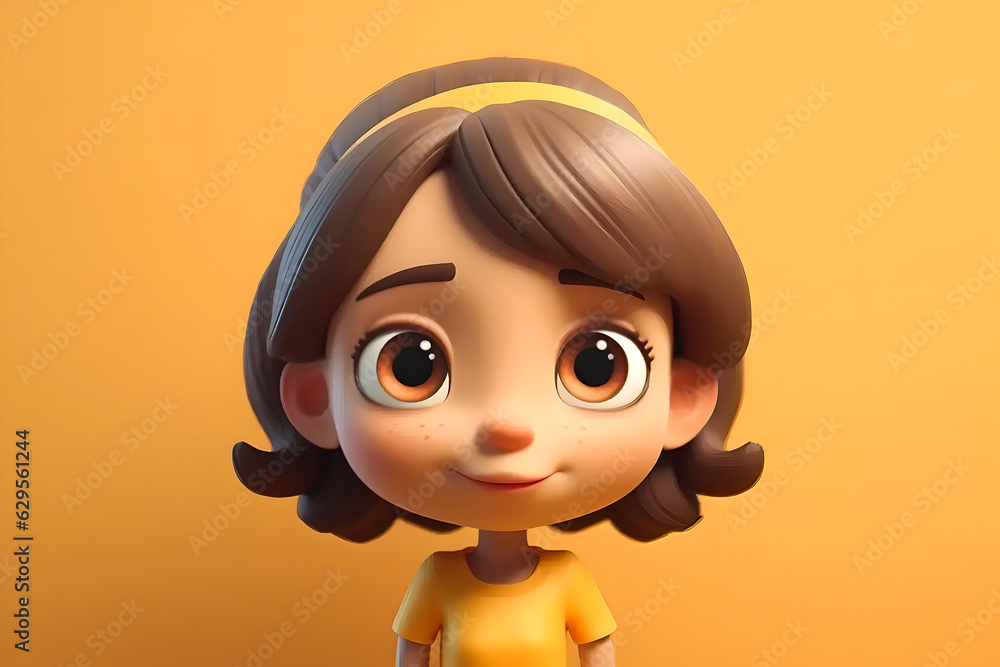 Cute avatar of the virtual world of Latino girls with big eyes on a ...