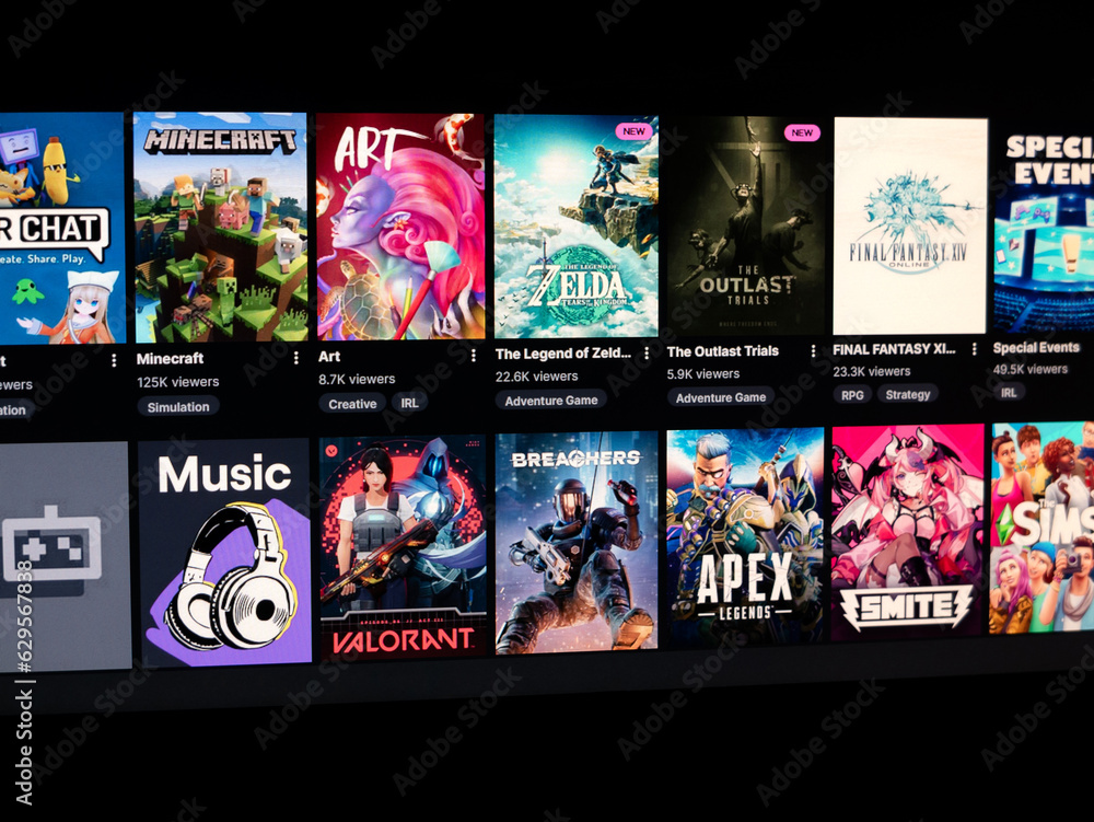 Twitch TV, twitch.tv video game streaming service main page on a ...