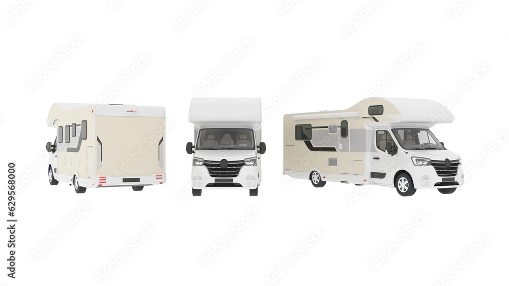 RV White Caravan Isolated, Camper Van, Big white and red camper vehicle ...