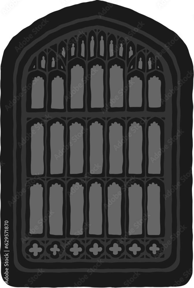 English perpendicular gothic window tracery with Tudor arch stylized ...