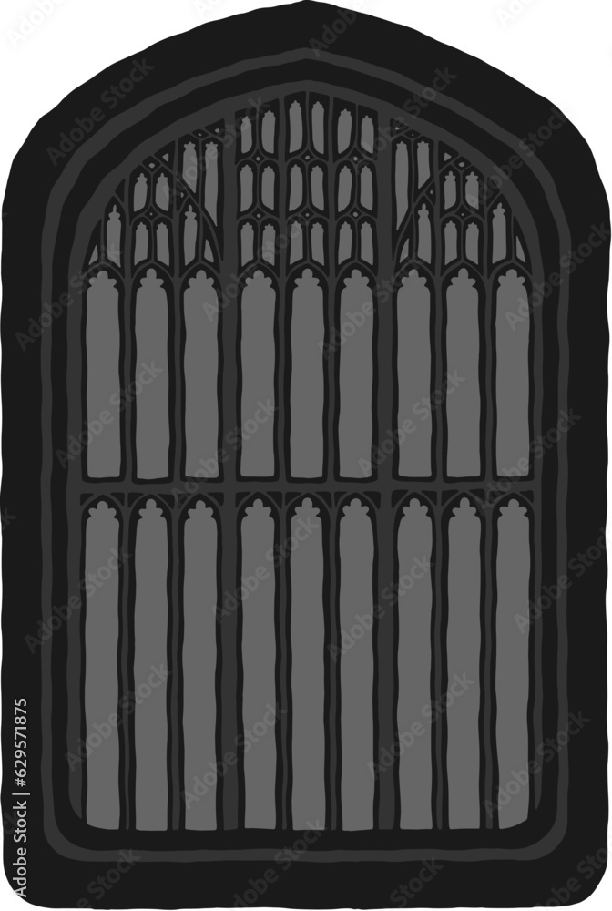 English perpendicular gothic window tracery with Tudor arch stylized ...