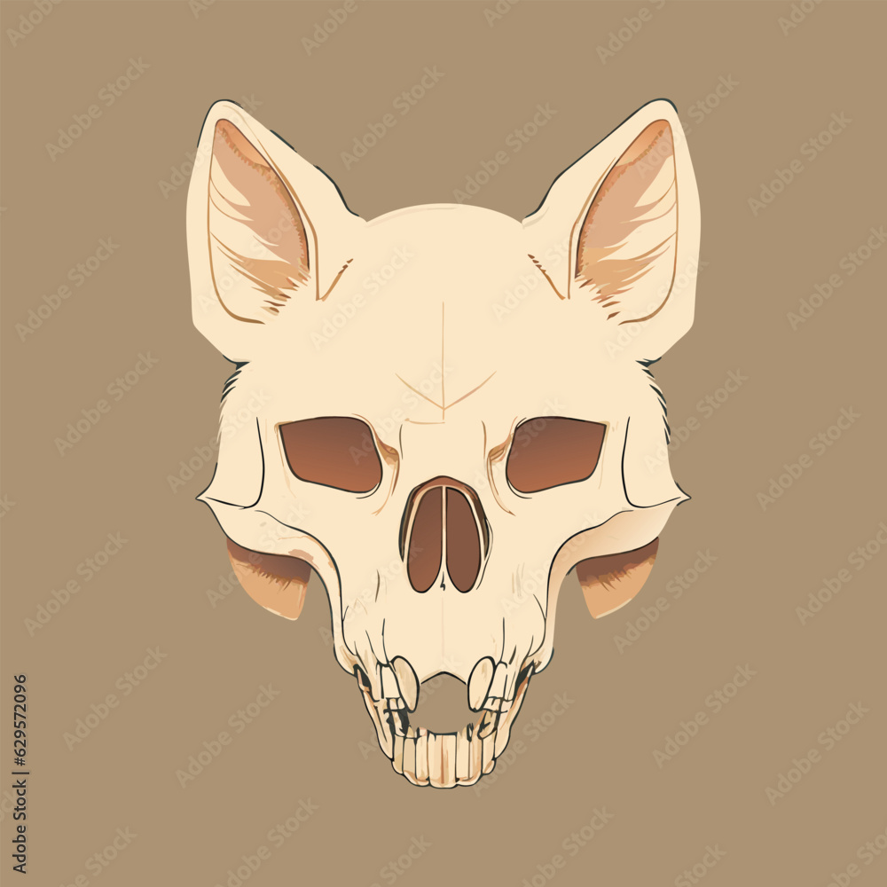 Wolf skull cartoon vector illustration. Scary print, background, icon ...