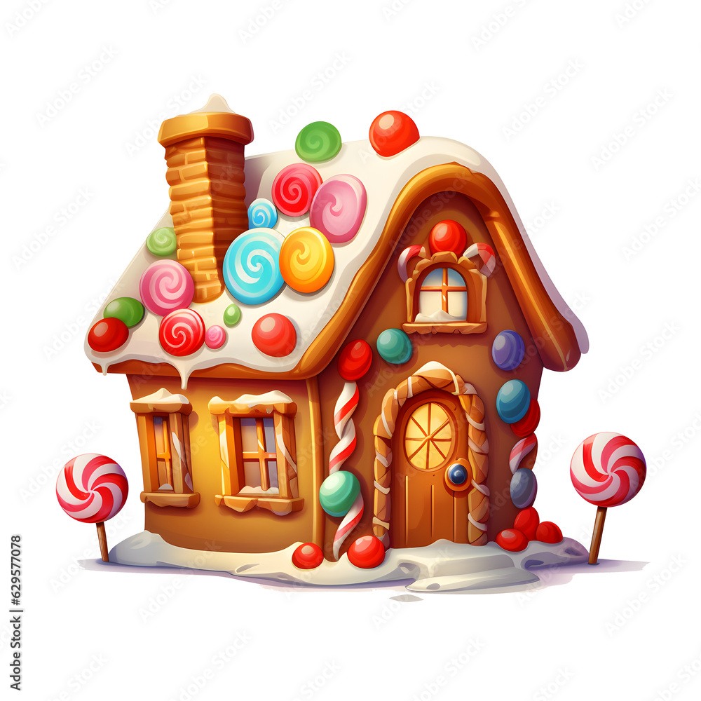 Cartoon clipart of a gingerbread house with gumdrop accents Stock ...