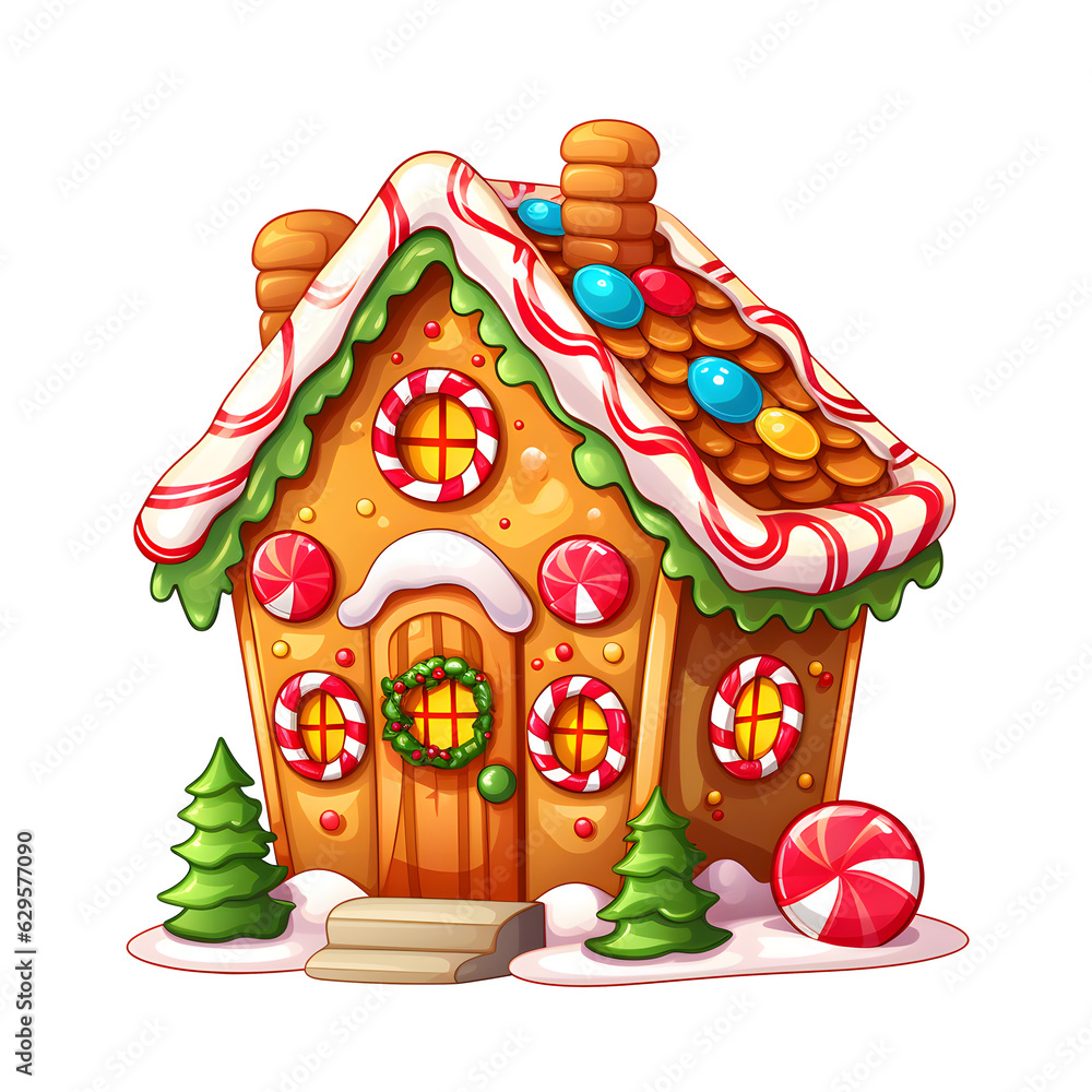 Cartoon clipart of a gingerbread house with gumdrop accents Stock ...