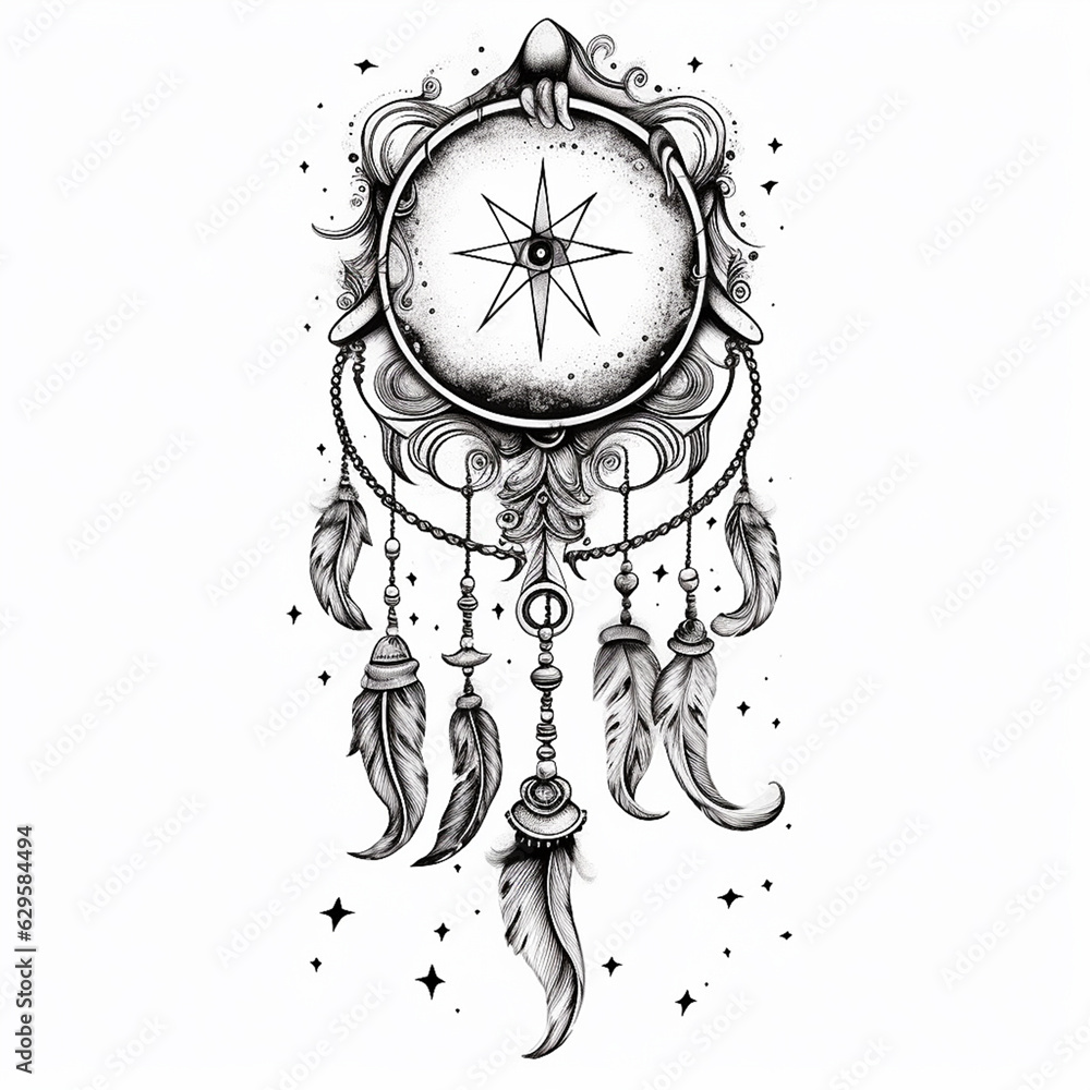 Compass Dreamcatcher Drawing