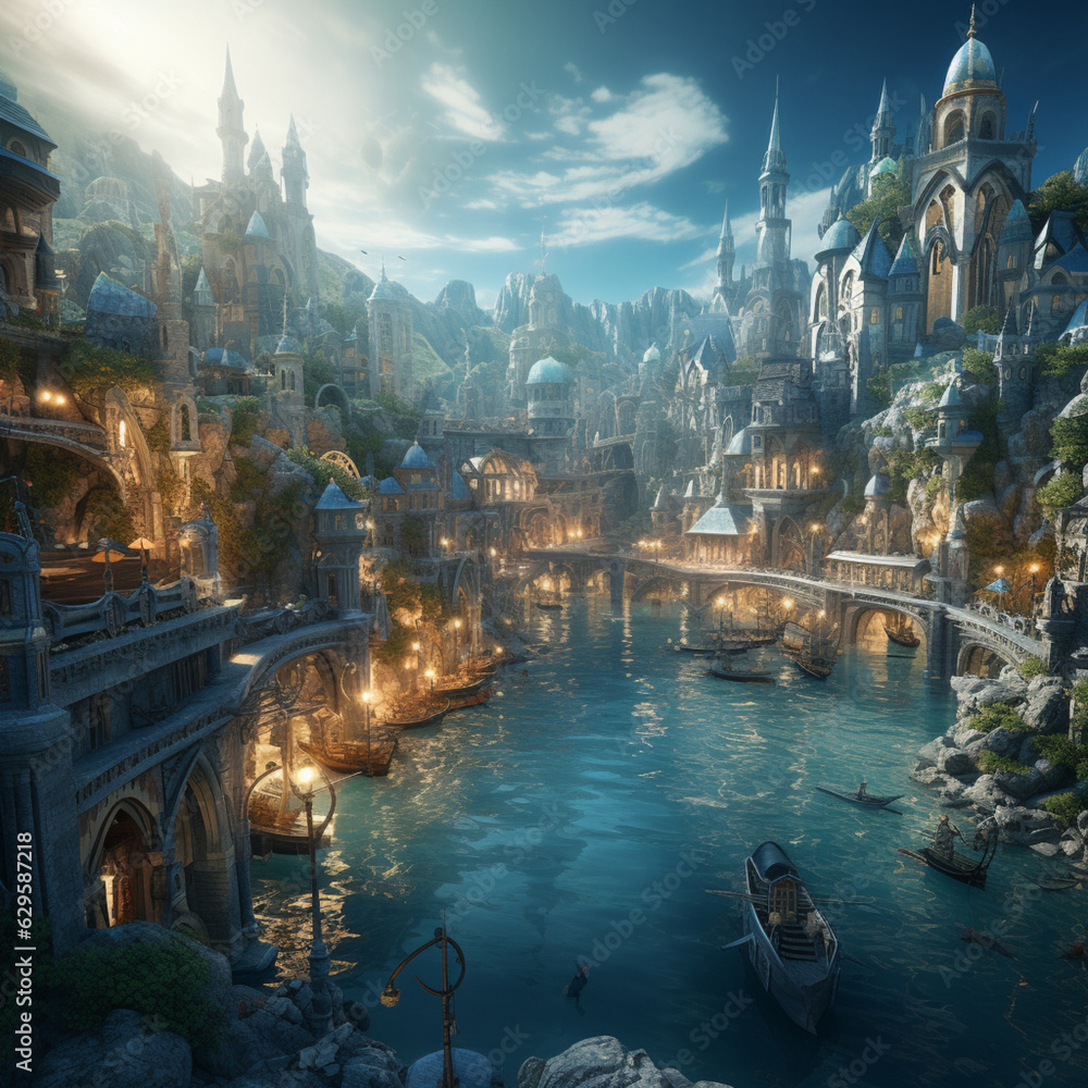 Stunning TCG Fantasy City Art: Dive into a meticulously crafted fantasy ...