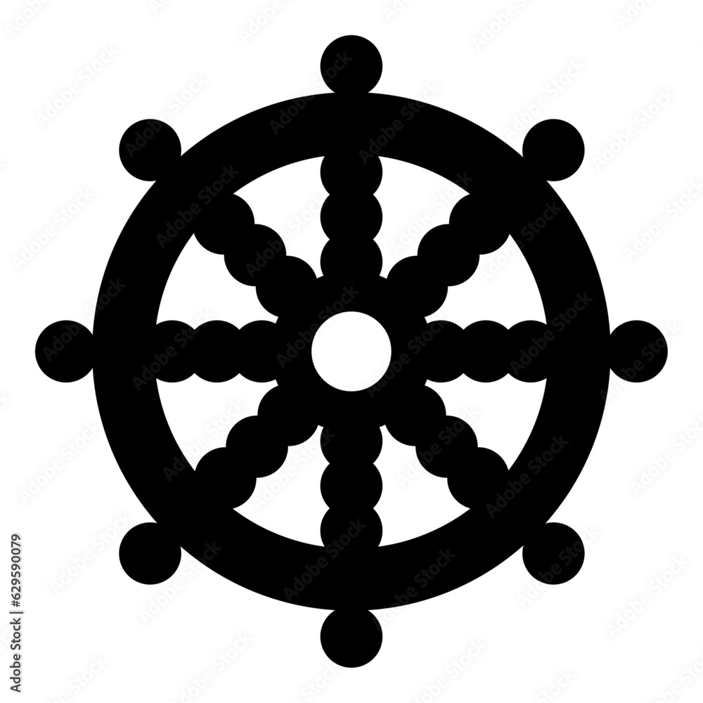 Dharmachakra / Wheel of Dharma - a symbol of Buddhism and Hinduism flat ...