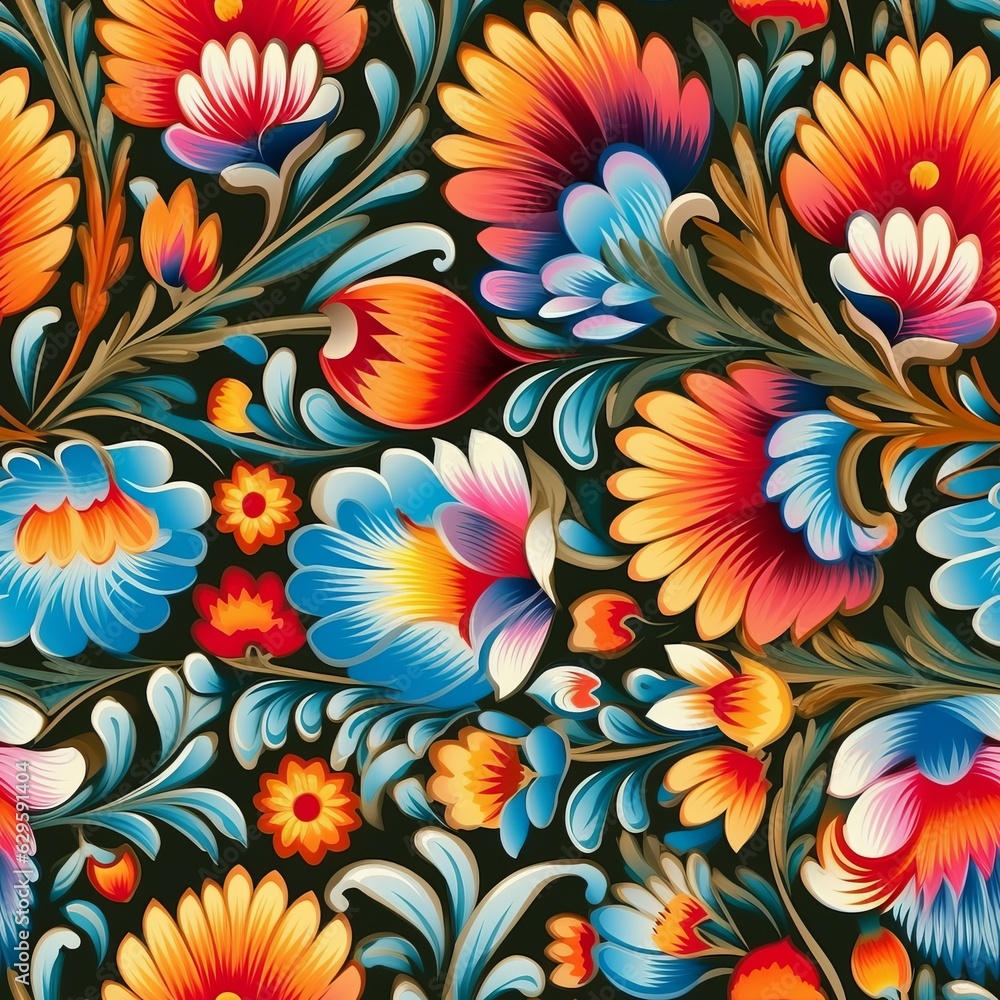 Petrikovskaya painting Ukrainian style. Creativity ink painted design ...