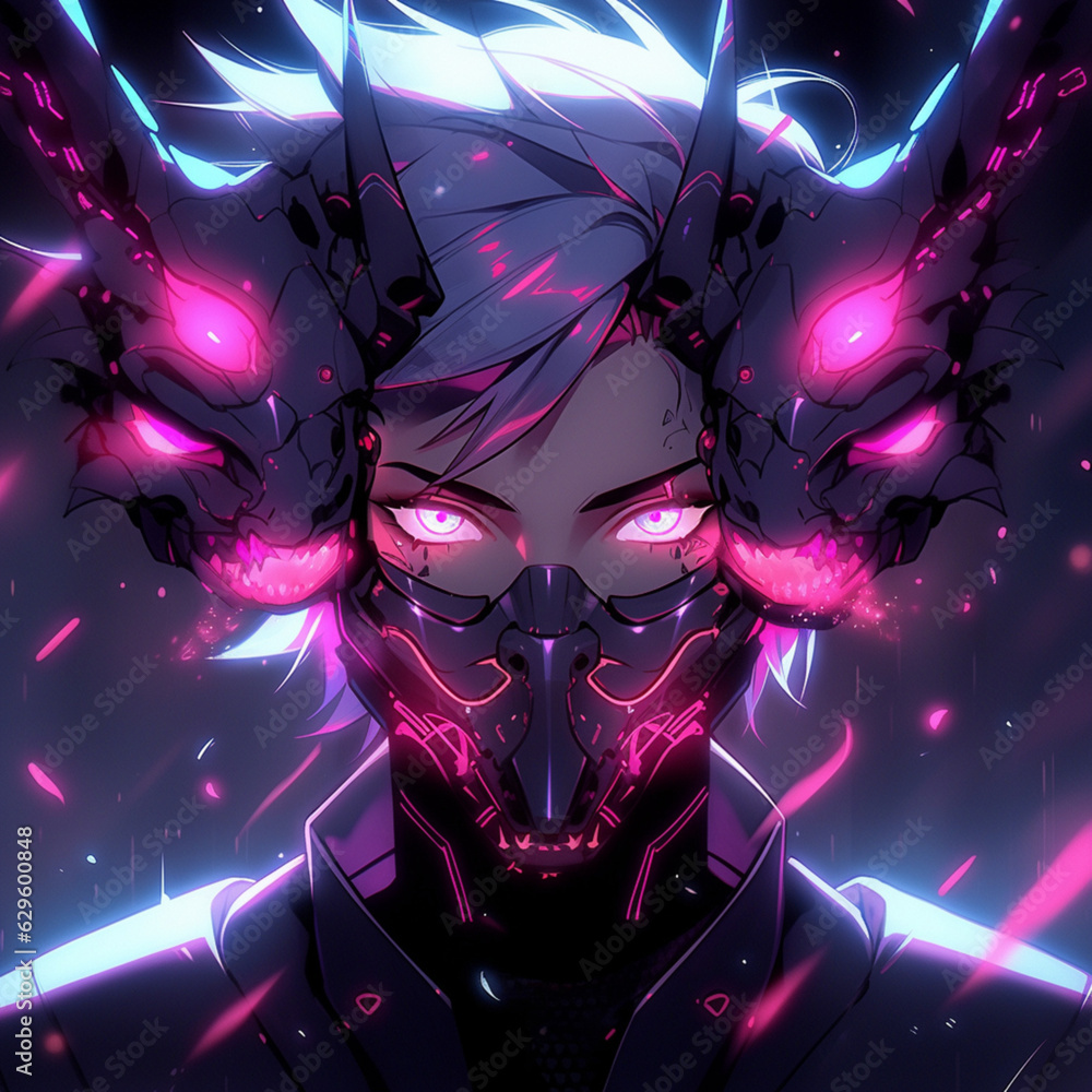 Electrifying cyberpunk portrait: Neon hues capture a futuristic ...