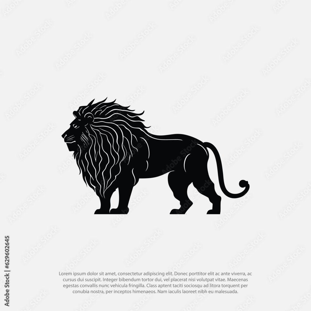 Lion simple realistic vector illustration isolated background on a ...
