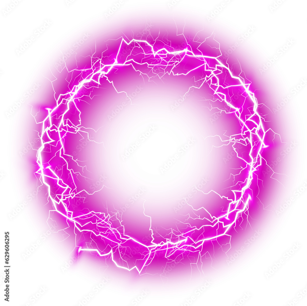 Pink Ball lightning on a transparent background. Abstract electric ...