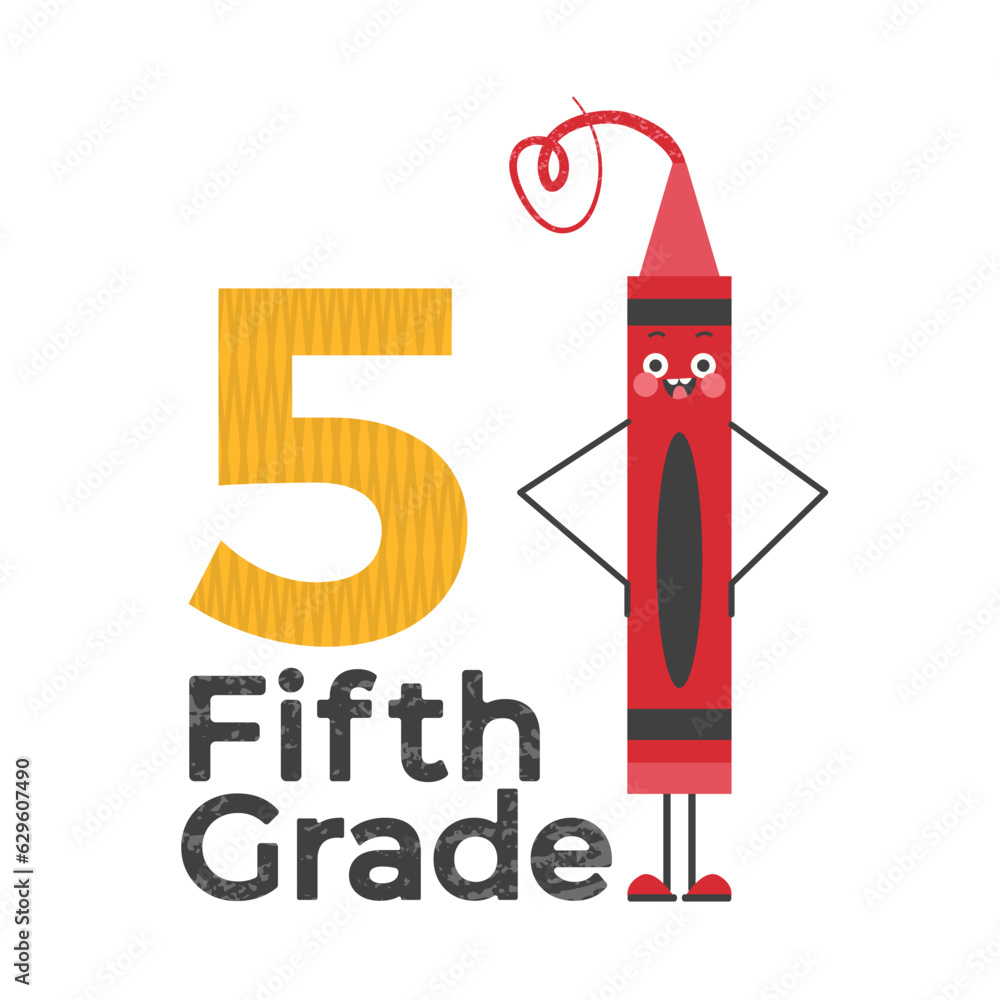 Fifth grade Lettering, Vector illustration. Perfect design for greeting ...
