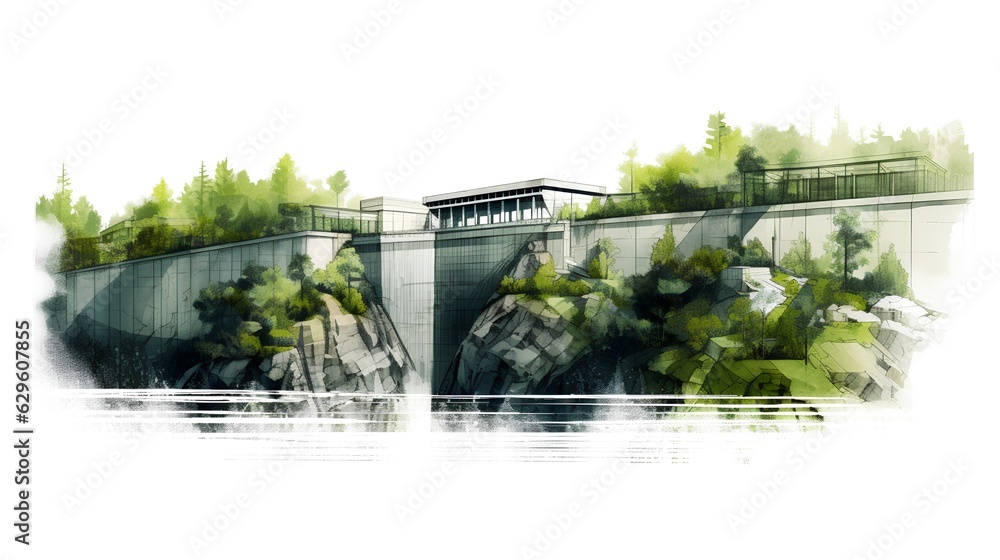 This concept illustrates a project for a hydroelectric dam. The dam ...