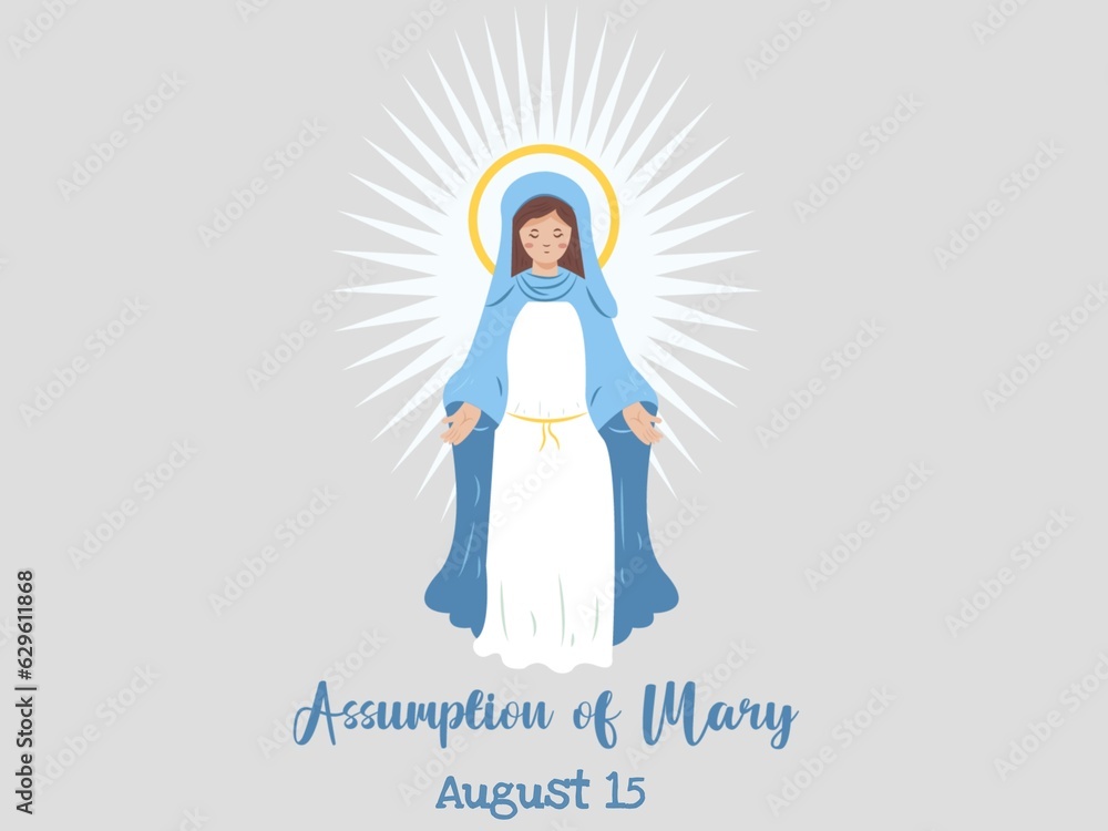 Assumption of Mary illustration. Feast of the Assumption illustration ...