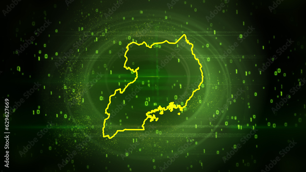 Uganda Map on Digital Technology Background Stock Illustration | Adobe ...