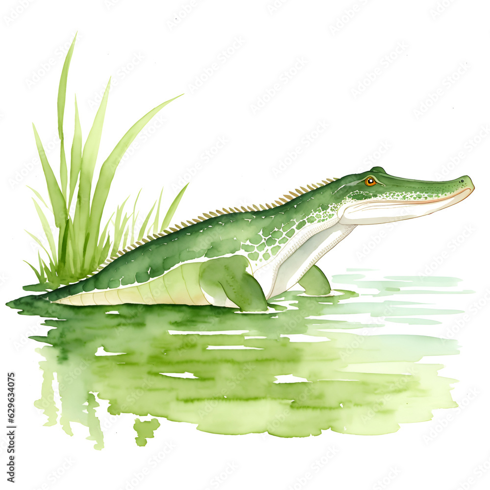 ภาพประกอบสต็อก crocodile in cartoon style. Cute Little Cartoon ...