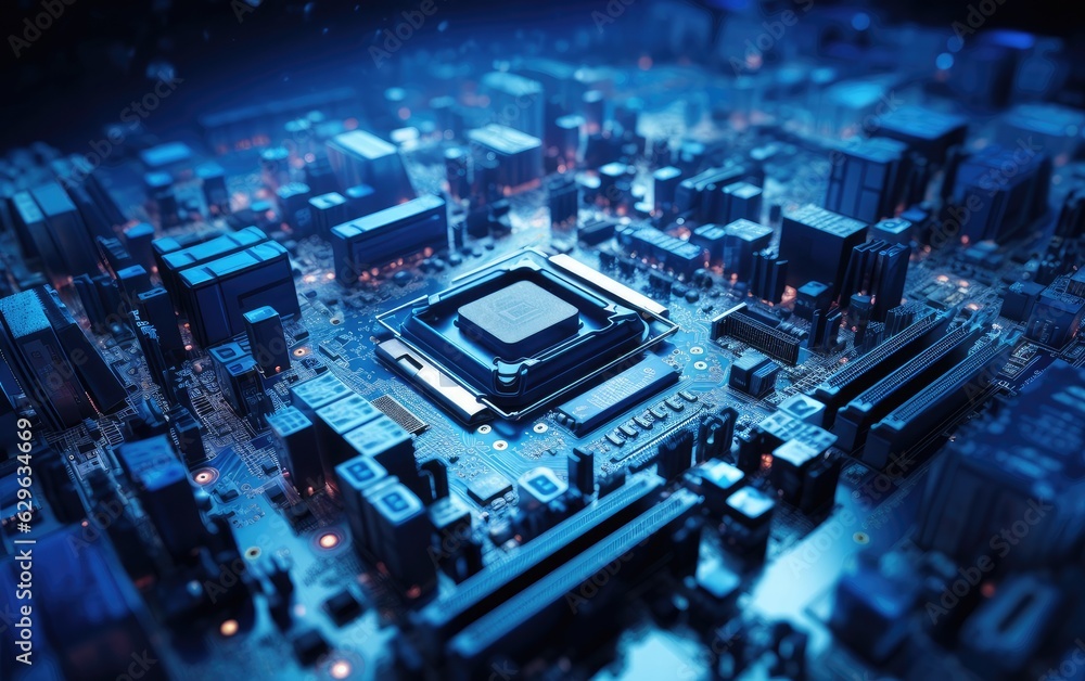 Shot of Generic Printed Circuit board with Microchips and other ...