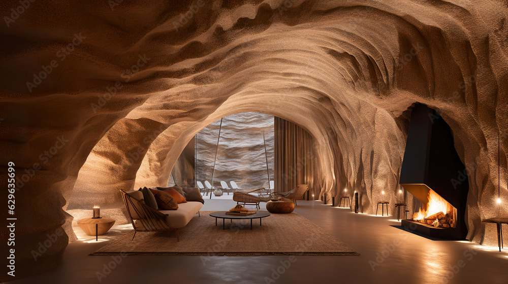 Underground house in an ancient cave city. Underground house on basalt ...