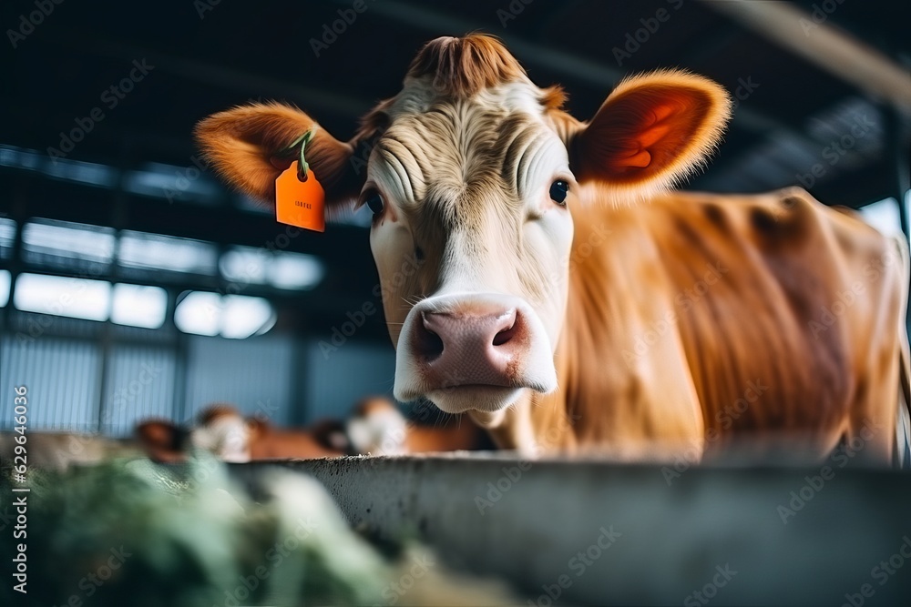 Cow in the sun. Cattle, domestic animal. Care and feeding of living ...