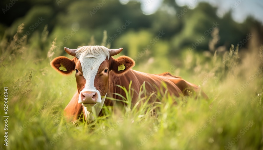 Cow in the sun. Cattle, domestic animal. Care and feeding of living ...