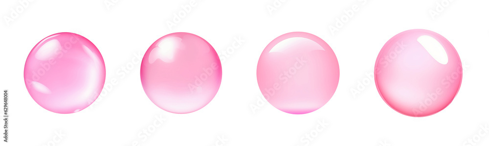 Collection set of pink bubbles isolated on transparent or white ...