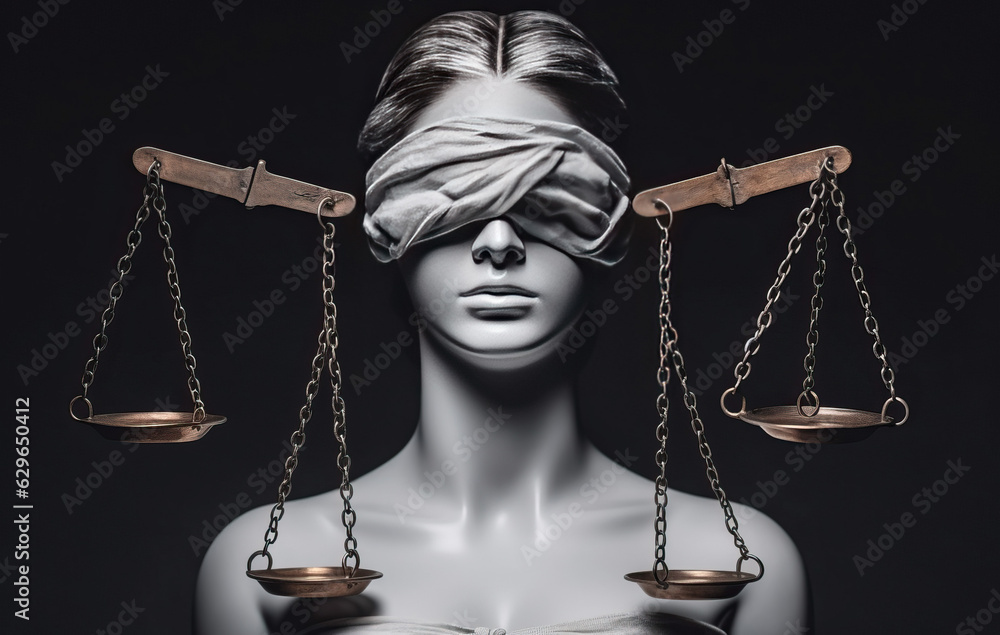 scales of justice concept of justice is blind created with Generative ...