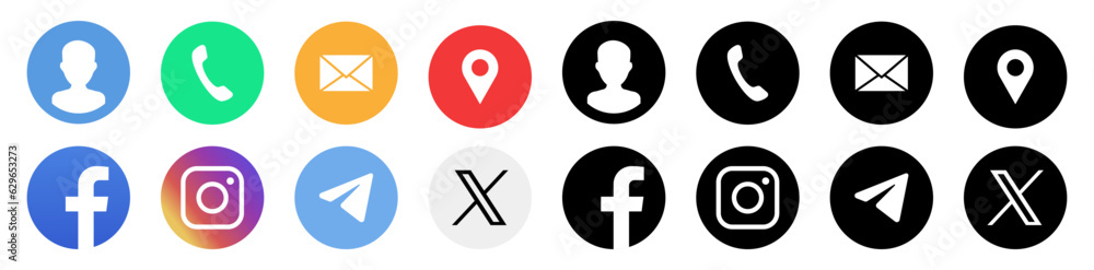 Vetor de Contact us icon set. Contact and Communication Icons. Twitter ...