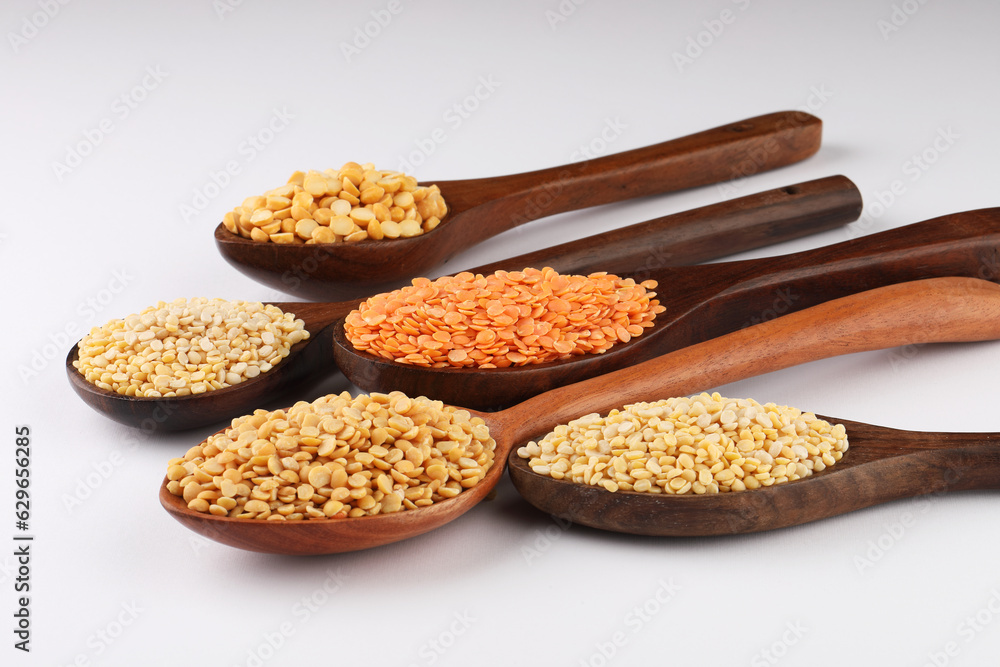 Dals or pulses of India, staple food- Masoor daal, Urad dal, moong dal ...