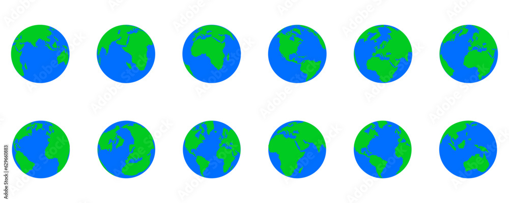 Planet Earth, layout of Planet Earth from different sides of the ...