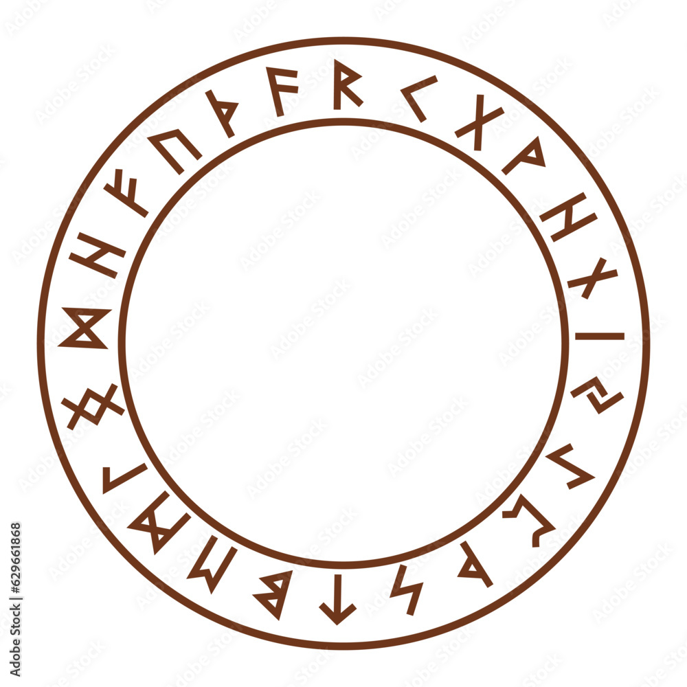 Old Norse Scandinavian runes. Runic Alphabet, Round Frame. Scandinavian ...