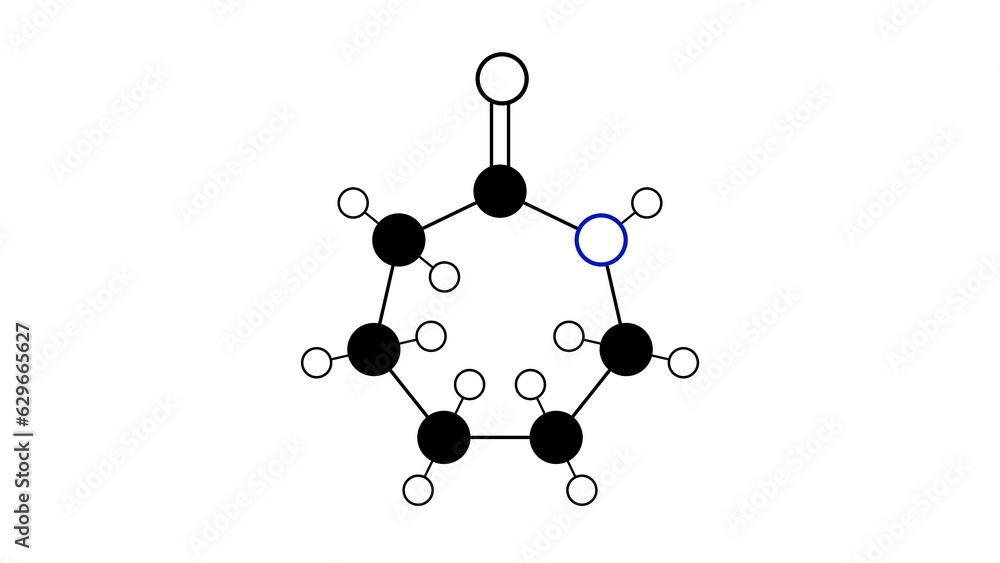 ภาพประกอบสต็อก caprolactam molecule, structural chemical formula, ball ...