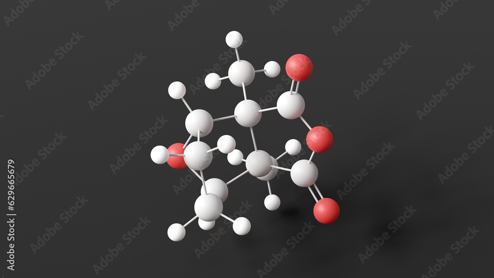 cantharidin molecule, molecular structure, terpenoid, ball and stick 3d ...