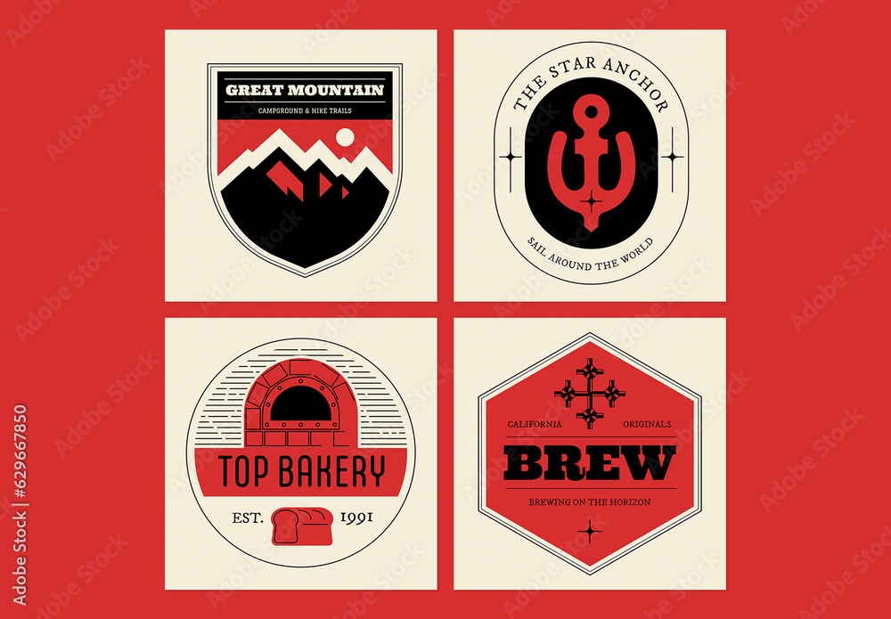 Red Retro Logo Badge Layout Stock Template | Adobe Stock