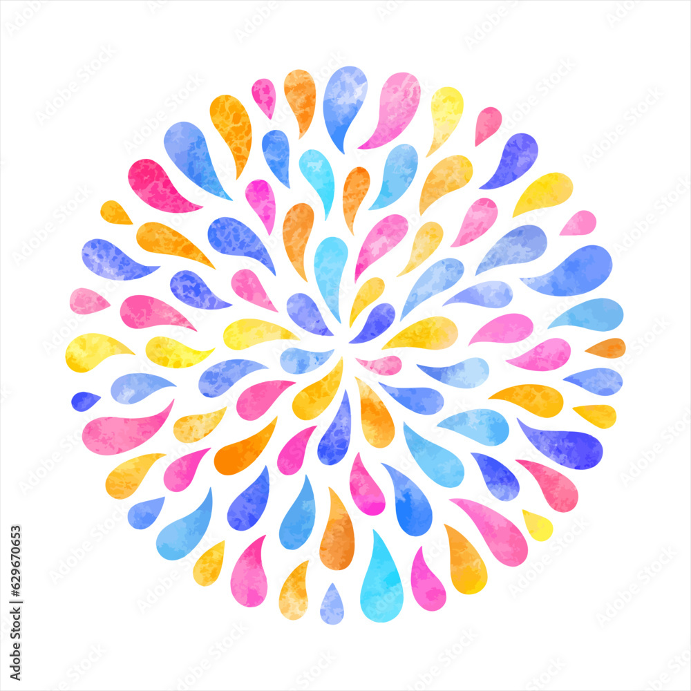 Colorful watercolor drops circle shape, round creative abstract ...