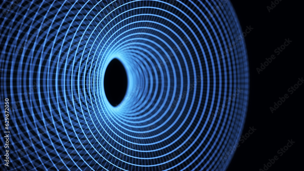 Futuristic style donut portal texture. Hole tube grid circle warmhole ...