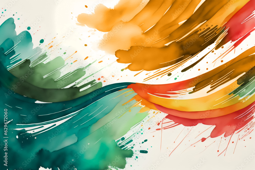 Creative Indian tricolor flag watercolor painting background. Republic ...