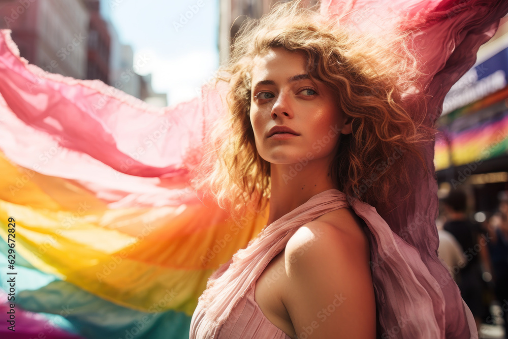 lgbtq+ community during pride parade celebrating pride month with ...