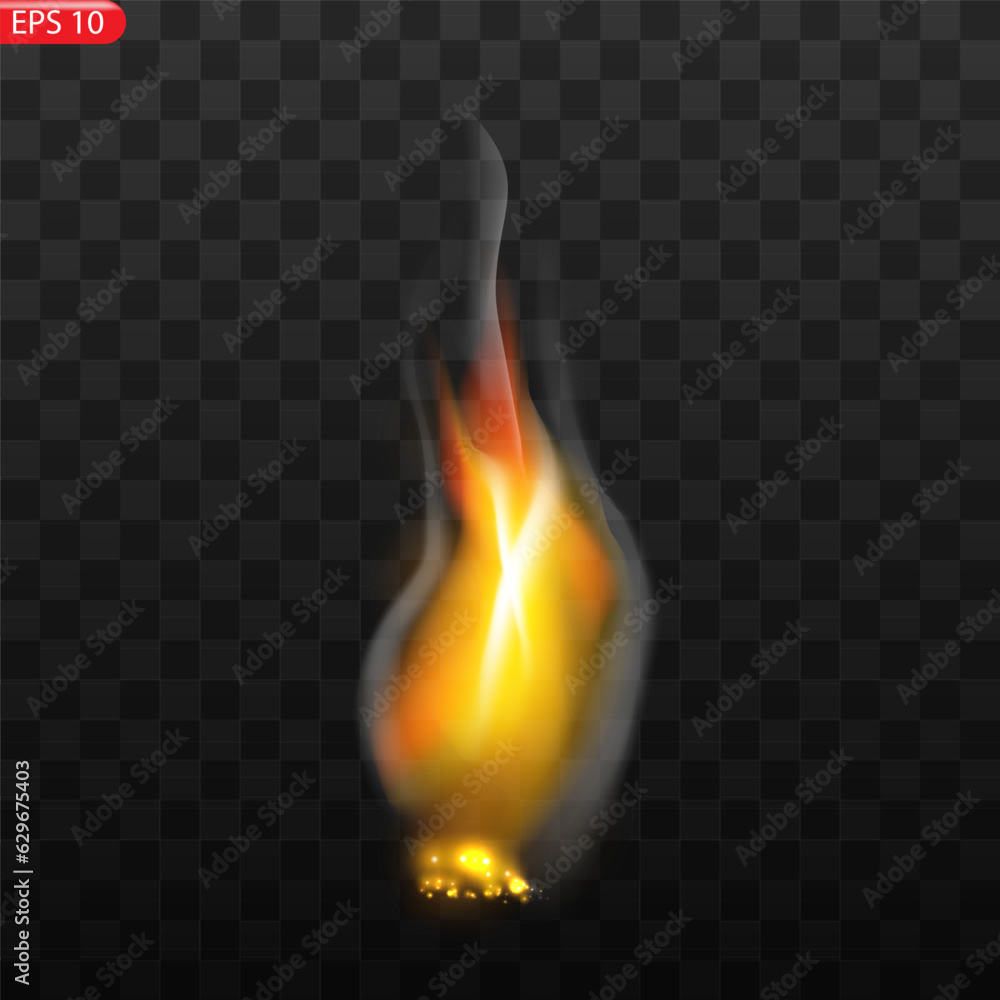 Translucent fire flames and sparks with horizontal repetition on ...
