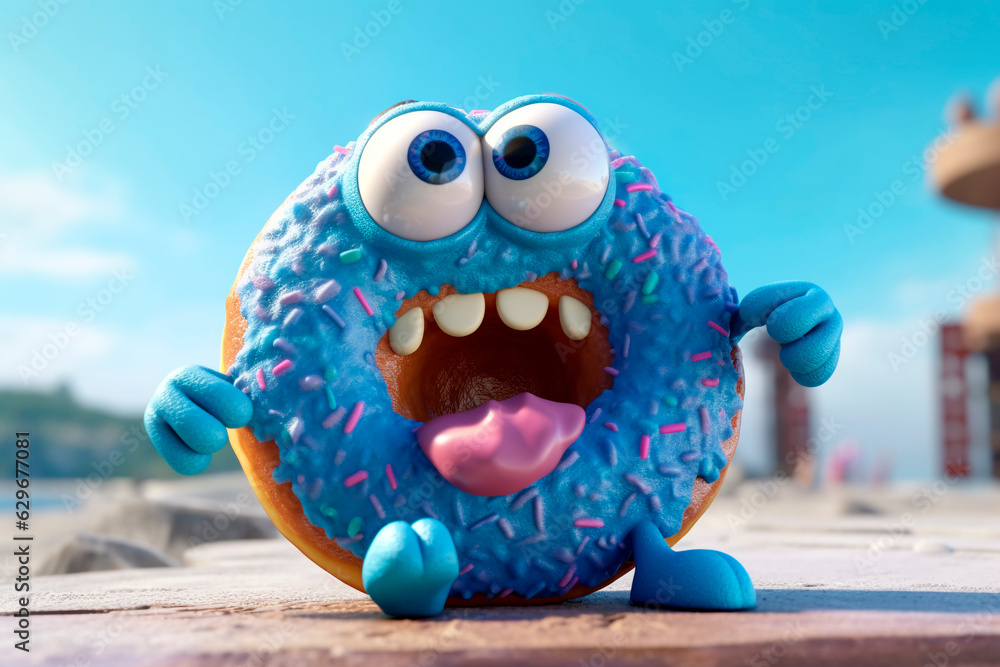 Cute Jelly donut with eyes. Generative AI. Funny creature with ...
