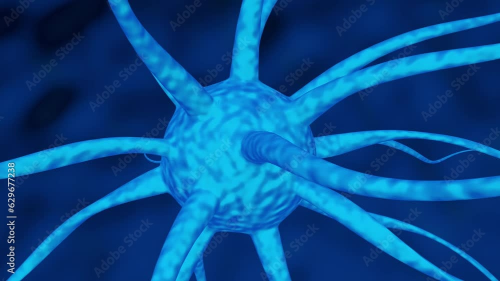 Neurons and neural connections 3D render. Neuronal activity in the ...