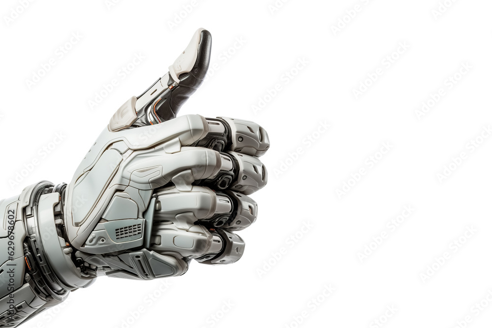 robot arm showing thumb up gesture isolated on transparent background ...