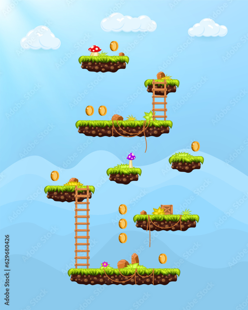 Video game. Elements and objects for computer game. Template for ...