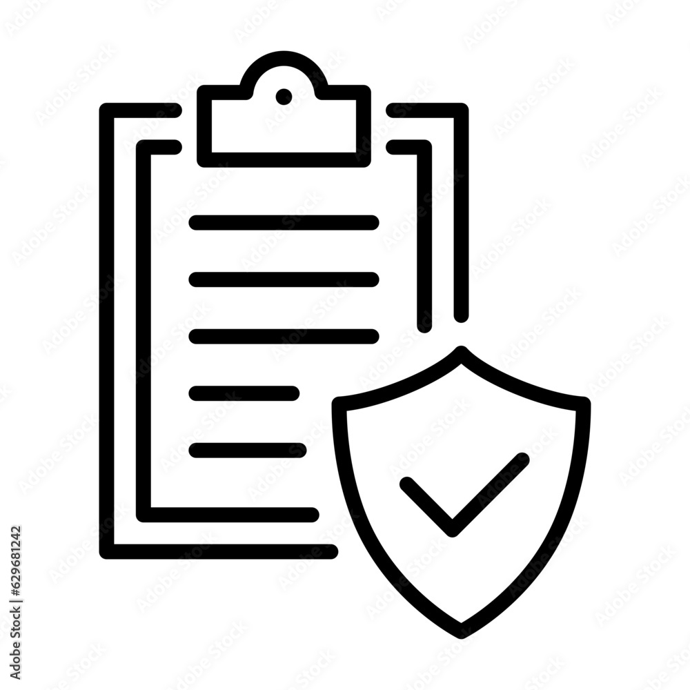 Black single insurance policy approved line icon, simple outline office ...