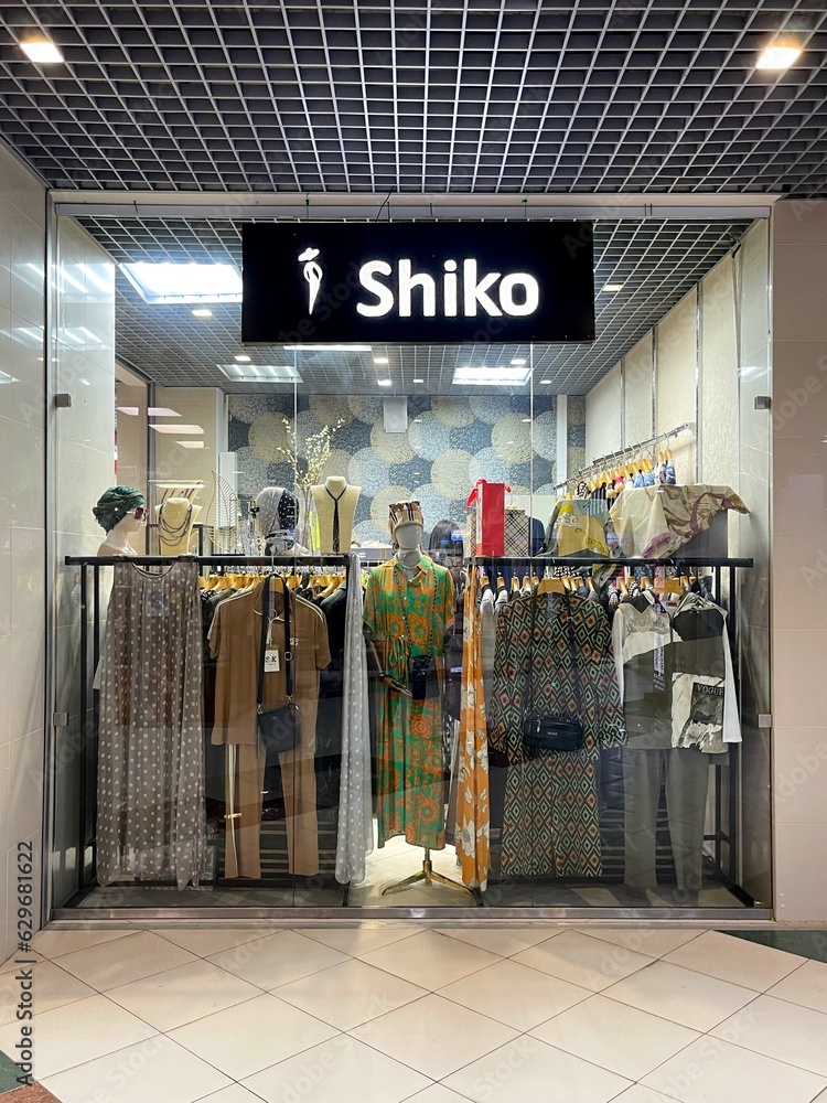 Shiko clothing and classic costume store in shopping mall. Department ...