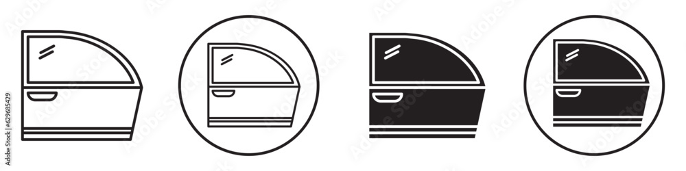 Car Door symbol Icon vector set collection in black and white for web ...