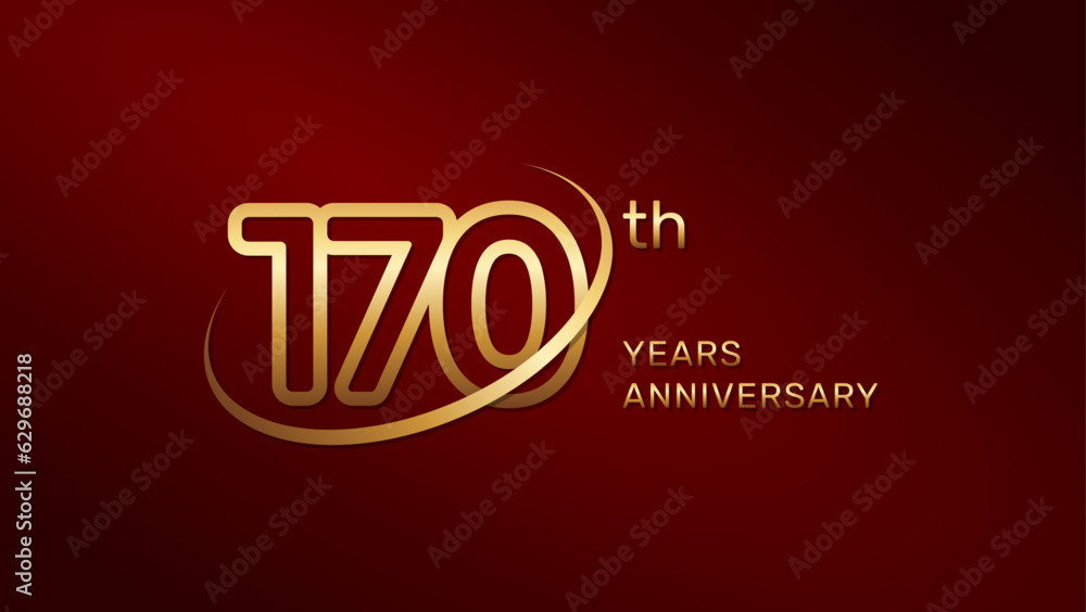 170th anniversary logo design in gold color isolated on a red ...