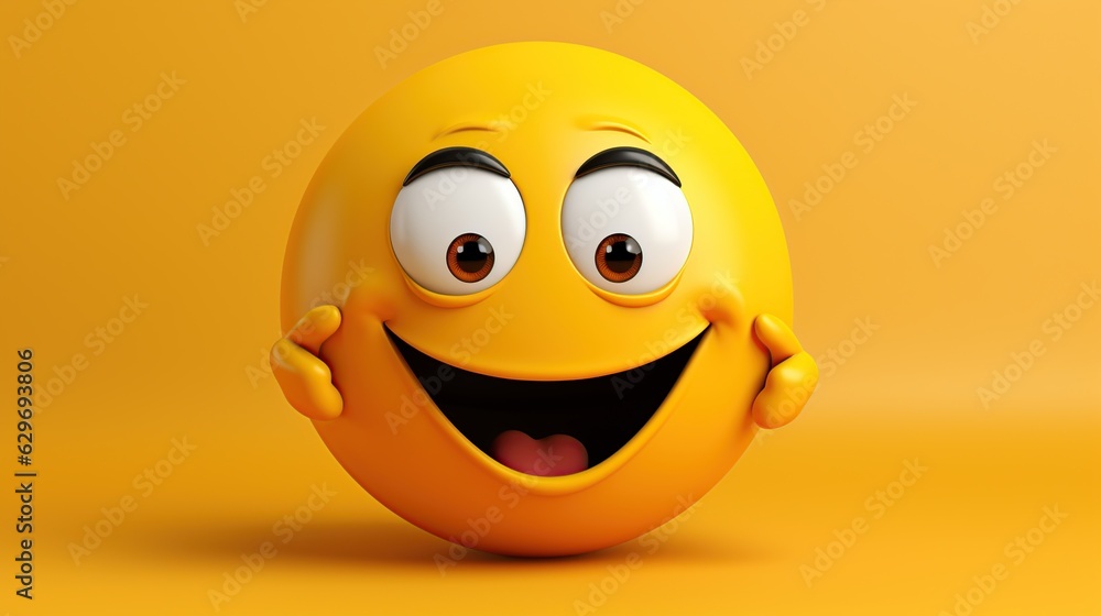 3D laughing emoji on isolated yellow background Stock Illustration ...