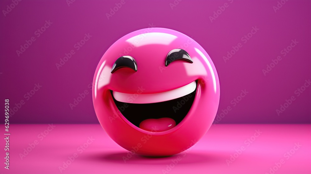3D laughing emoji on isolated pink background Stock Illustration ...